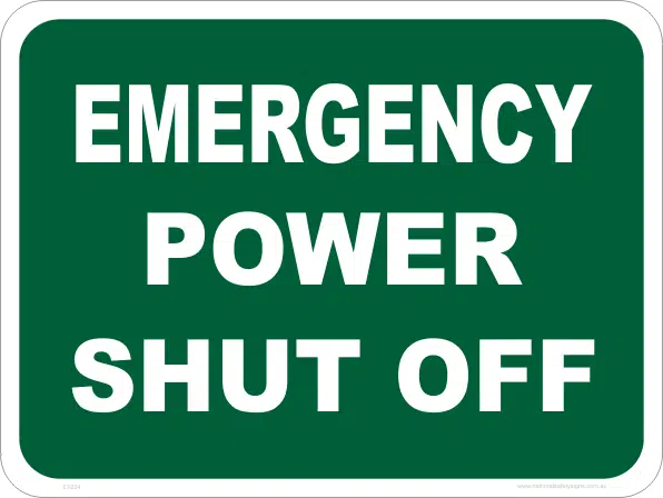 Emergency Power Shut Off sign E1224 - National Safety Signs