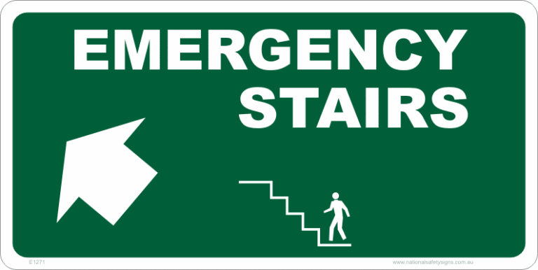 Emergency Stairs Left Sign E1271 - National Safety Signs