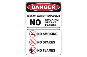 Battery Warning Sign - Battery Explosion - Battery Storage