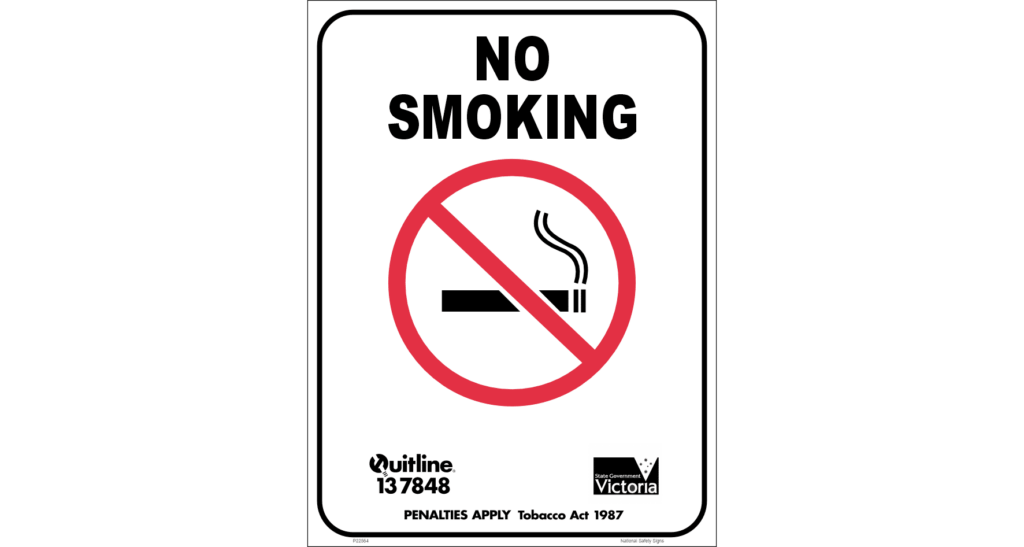 Victoria Smoking Sign - Vic No Smoking Compliant Signs