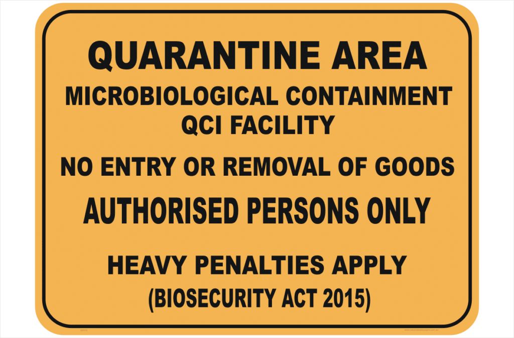 Biosecurity Area sign - Biosecurity Quarantine signs - Australia