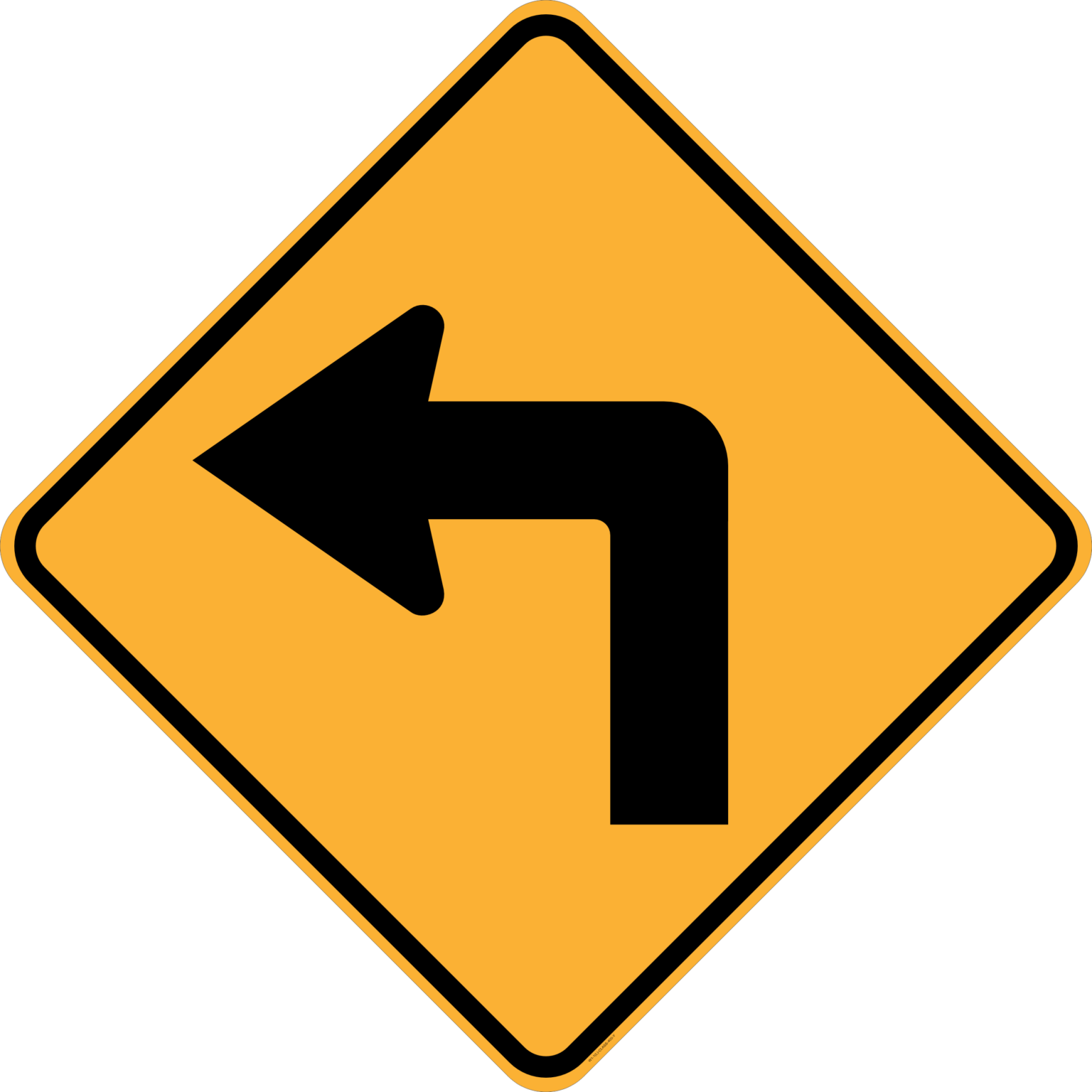 Left Corner Sign - Right Turn ahead - Road warning signs