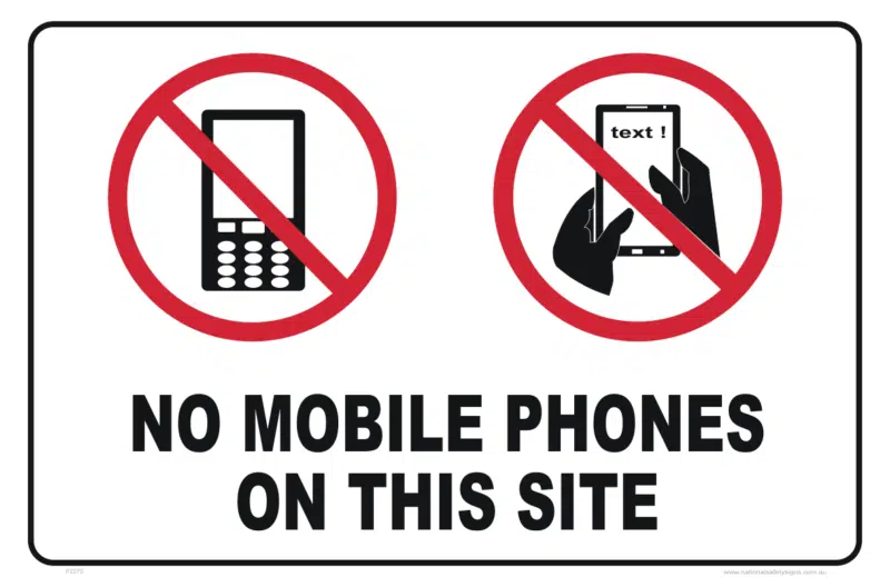 No Mobile Phones sign - No Texting sign - National Safety Signs online