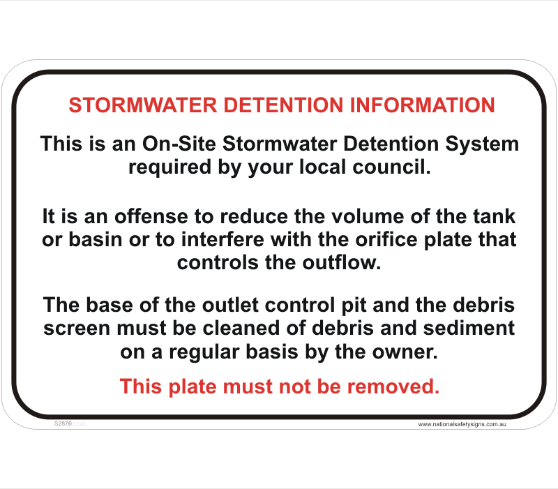 Storm Water Detention System sign - National Safety Signs Storm Water Detention System sign - National Safety Signs