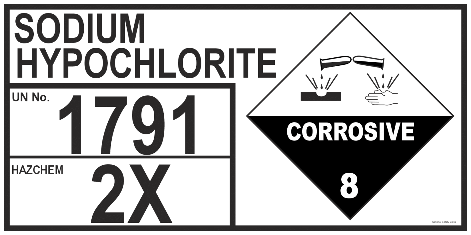 Storage Emergency Information Panel Sodium Hypochlorite H1564 ...
