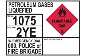 LPG Transport sign - HAZCHEM - Dangerous goods signs