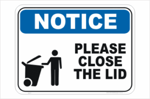 Close Rubbish Bin Lid sign - Refuse Signs - National Safety Signs