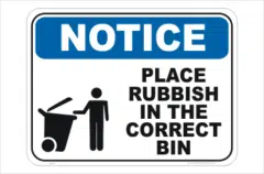 Correct Rubbish Bin sign - Use correct Bin sign - National Safety Signs