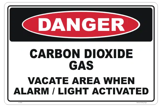 Carbon Dioxide Gas sign - Danger Carbon Dioxide Sign - Australian