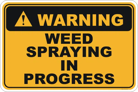Weed Spraying Warning sign with stand - Spraying in progress