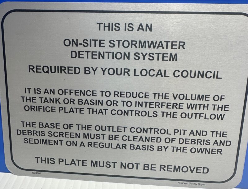 On Site Storm Water Detention System sign - National Safety Signs