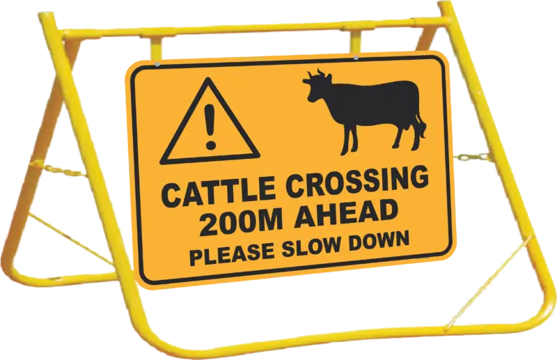 Cattle Crossing Ahead Sign and Stand - Stock Crossing signs
