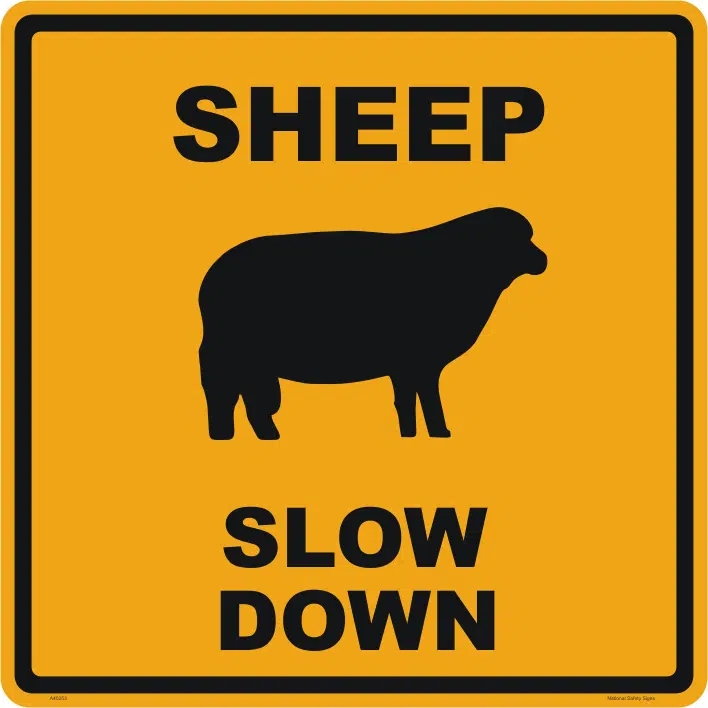 Sheep Slow Down - Cattle Crossing - National Safety Signs
