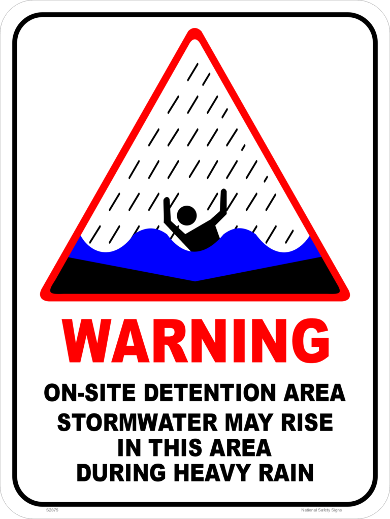 Onsite stormwater detention area sign - National Safety Signs