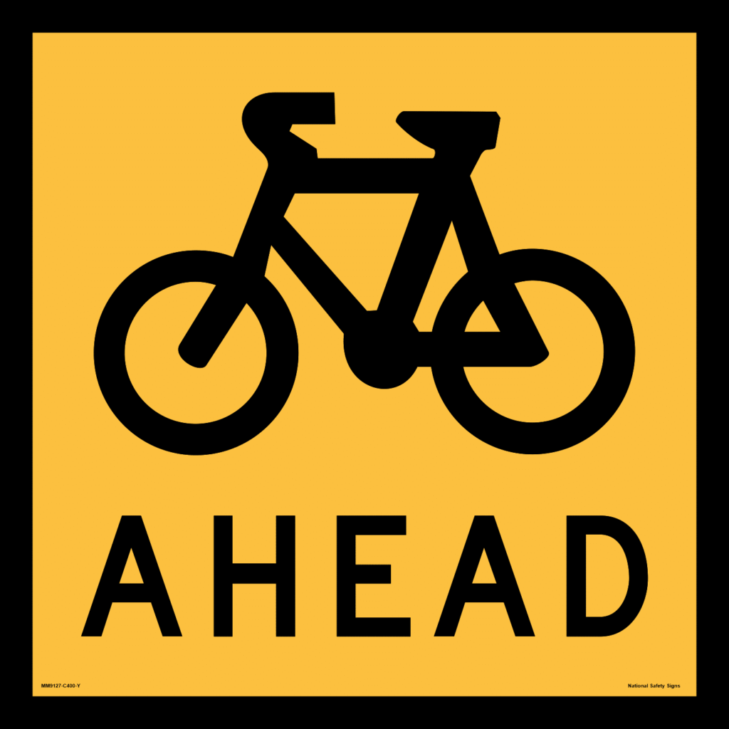Multi Message Bicycles Ahead Sign