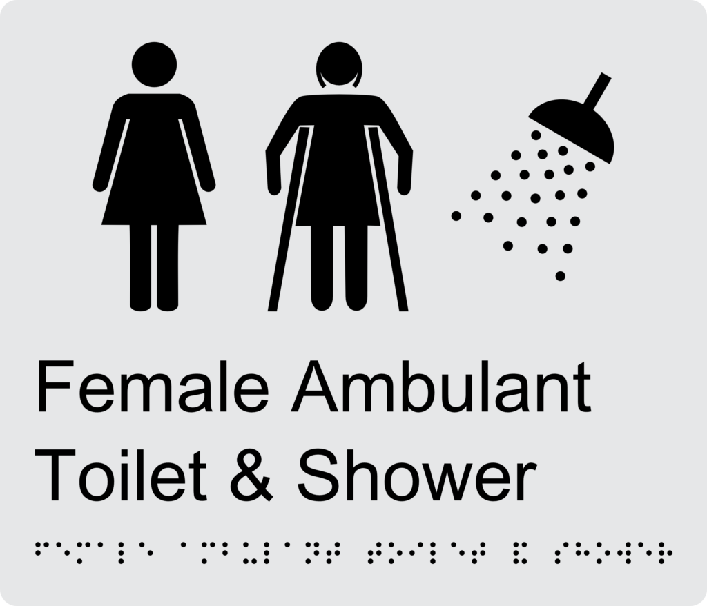 Female Ambulant Toilet and Shower Braille Sign BT42- National Safety Signs