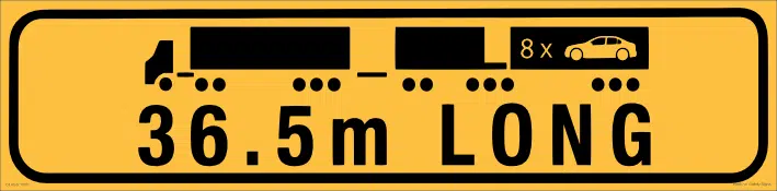 36.5m Long Vehicle Sign - WA T2752 - National Safety Signs