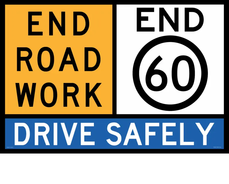 End Road Work Sign and Stand Combo