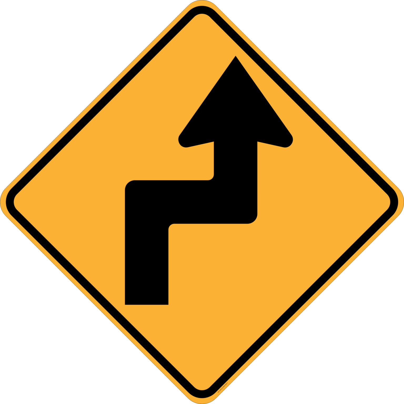 W1-2(R) Reverse Turn (Right) - Australian Compliant - National Safety Signs