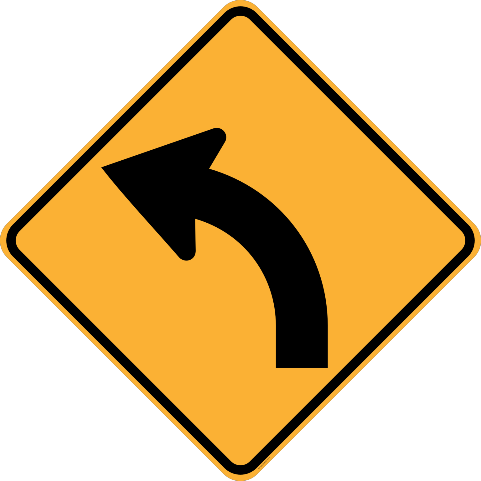 W1-3(L) Curve - Left - Australian Compliant - National Safety Signs