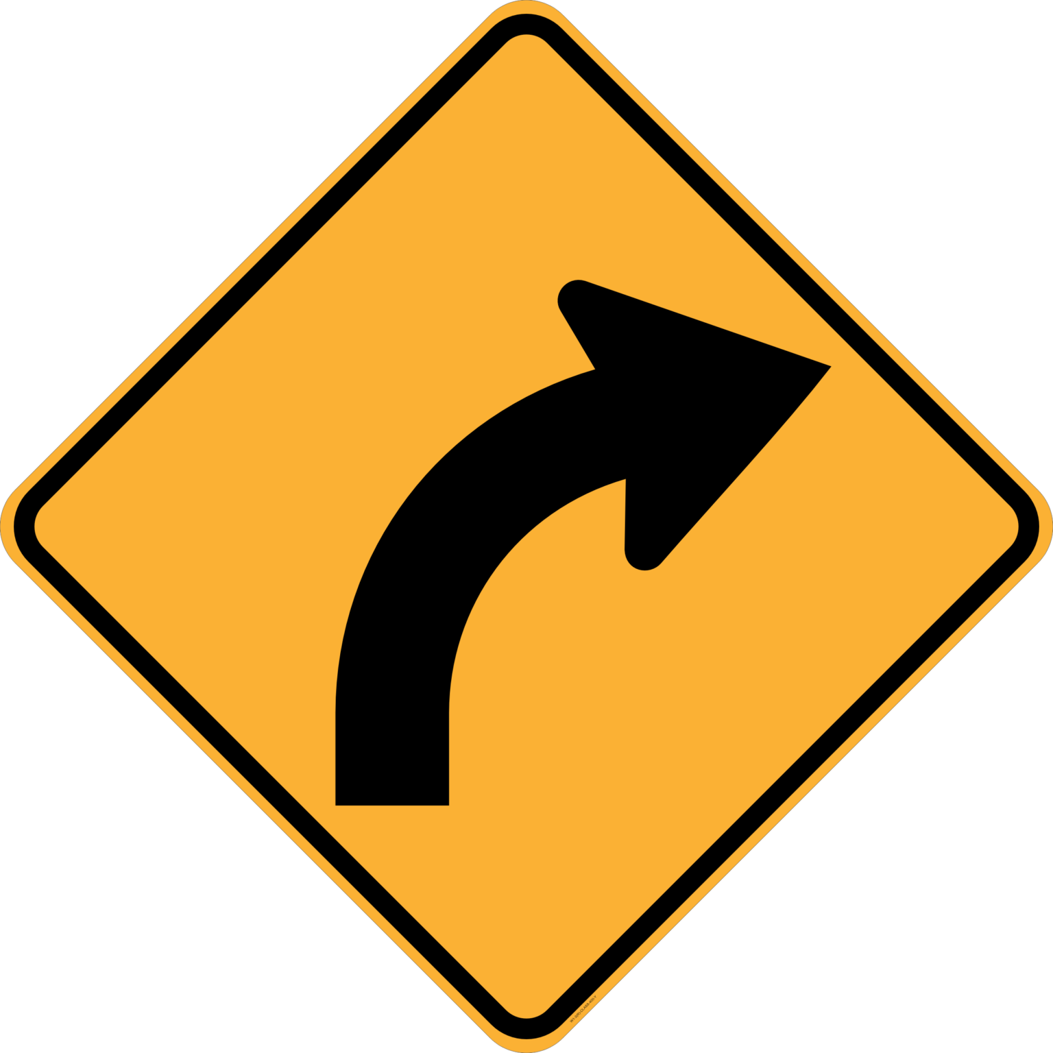 W1-3(R) Curve - Right - Australian Compliant - National Safety Signs