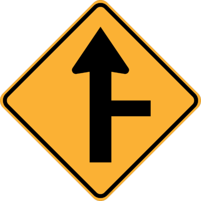 W2-4(R) Side Road Intersection on Straight - Australian Compliant