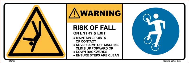 Risk of Fall Warning Sticker D10407 - National Safety Signs